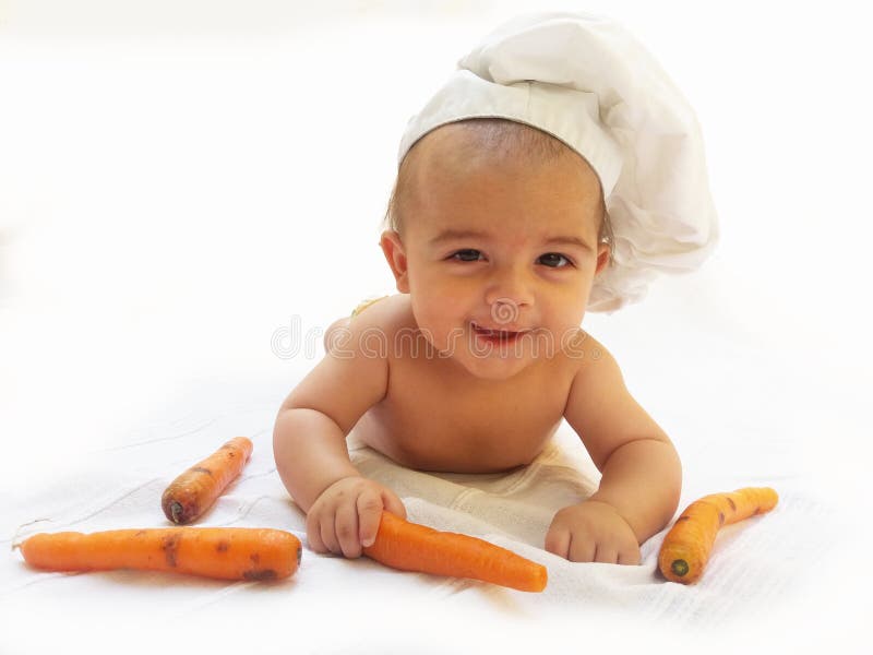 Baby Chef Cook White Background Stock Image - Image of dinner, food ...