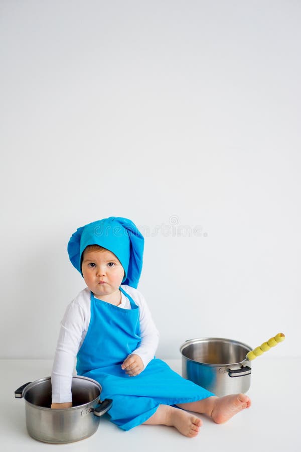 Baby in chef hat stock image. Image of adorable, cook - 106725893