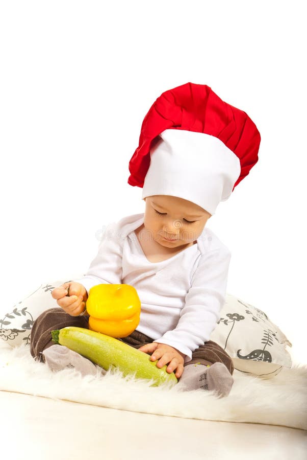 Chef Baby with Wooden Utensils Stock Image - Image of person, playful ...