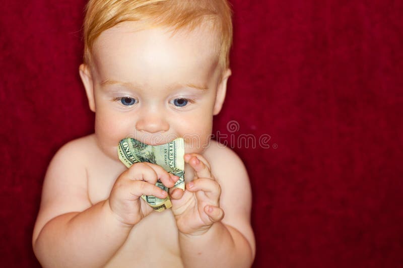 Baby chews dollars stock photo. Image of growing, comfort - 43063008