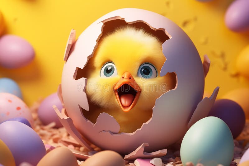 Baby Chick Coming Out of an Egg by Generative Ai Stock Illustration ...