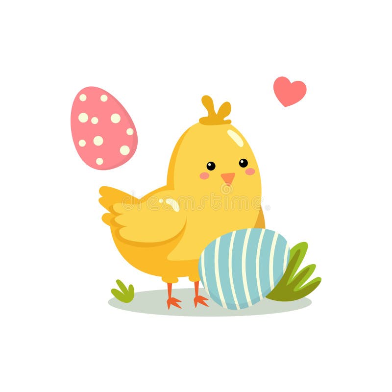 Baby Chick with Easter Eggs. Happy Easter Concept Stock Vector ...