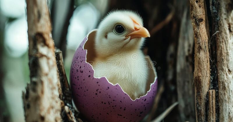 Baby Chick Hatching from a Colorful Easter Egg in a Playful and Warm ...