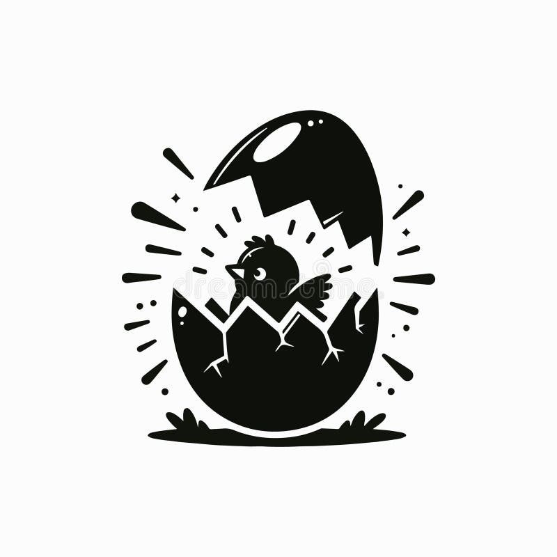 Hatching Chick from Cracked Egg - Vector Illustration Stock Vector ...