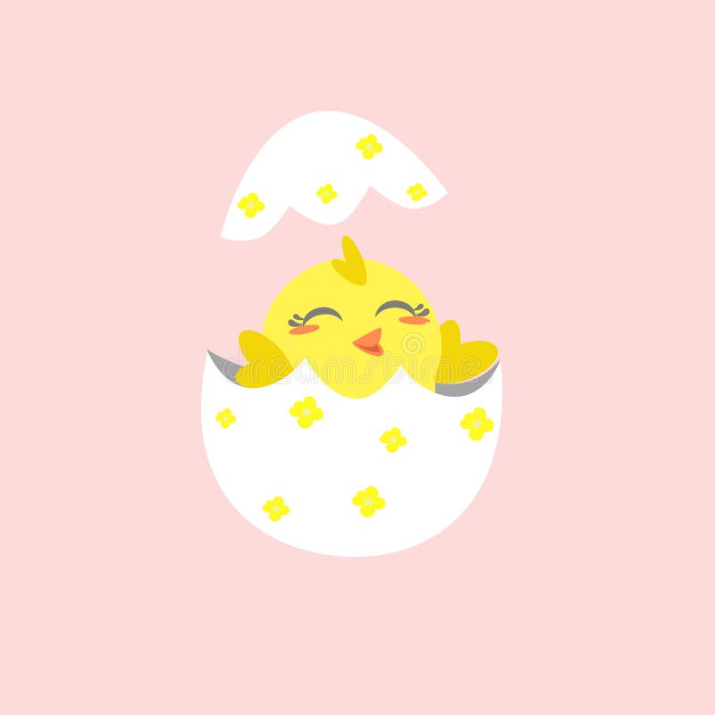 Baby Chick Hatching from Egg Stock Illustration - Illustration of ...