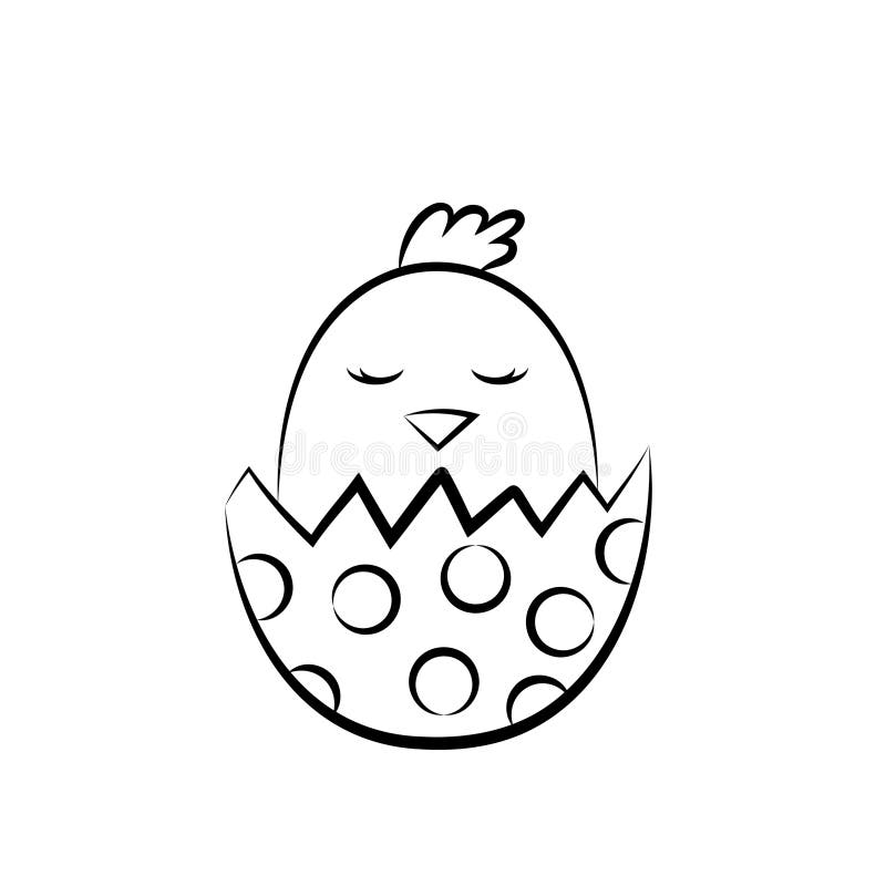 Baby Chick Peeking Out from the Egg, Easter Coloring Sheet for Kids ...