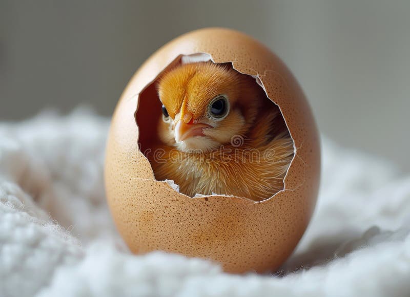 Baby Chick Peeks Out of Egg Shell Stock Photo - Image of little, life ...