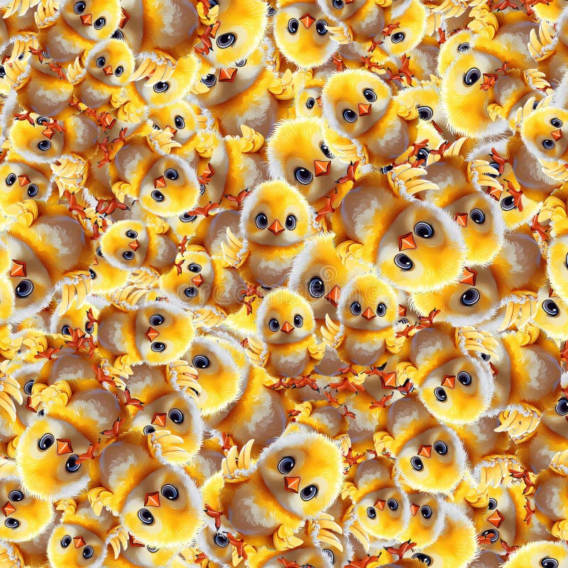 Baby Chicken Digital Illustration Motif Random Pattern Stock Photo ...
