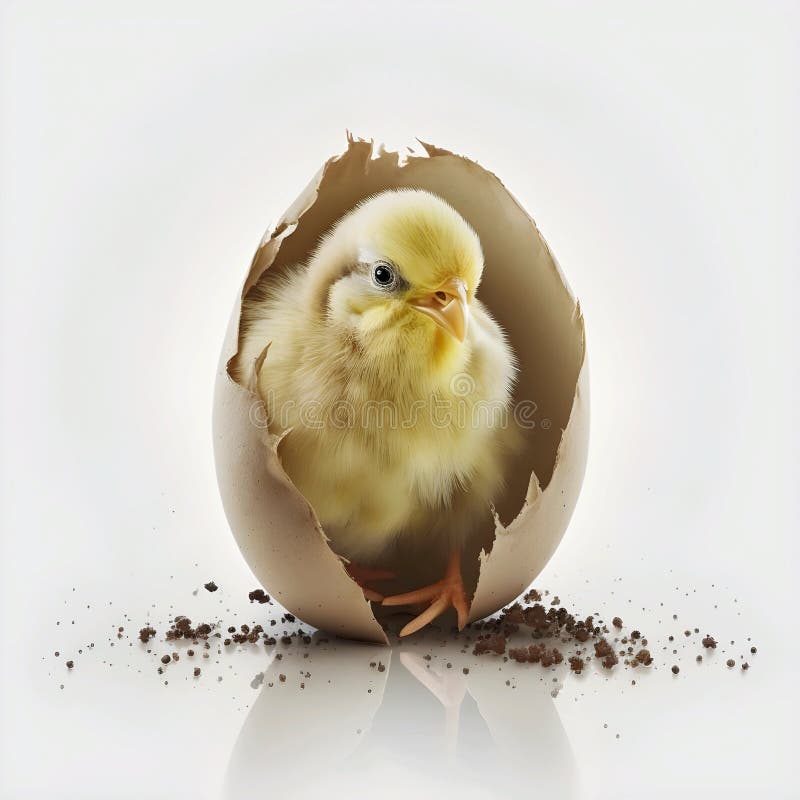 Baby Chicken with Egg Shell. Stock Illustration - Illustration of young ...