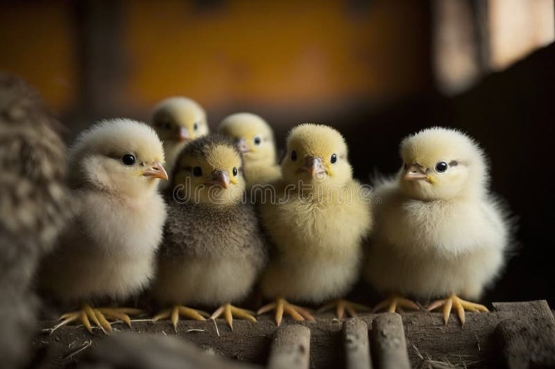 Baby chicks at farm stock illustration. Illustration of baby - 273070366