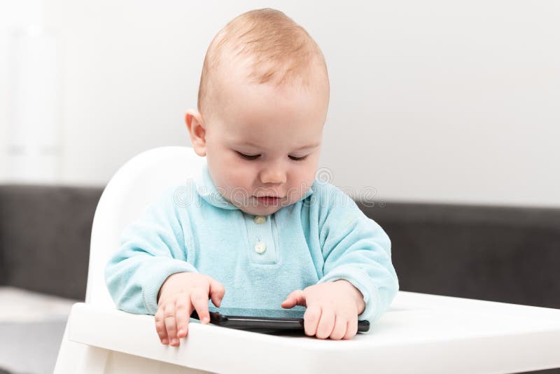 Baby Child Playing with Mobile Phone Stock Photo - Image of baby ...