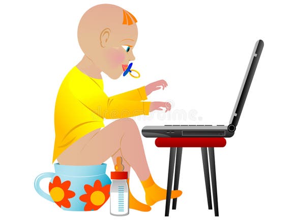 Baby the child prodigy stock vector. Illustration of laptop - 11616479