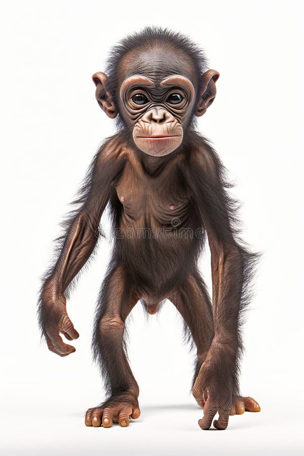 Baby Chimpanzee Walking Across White Background Stock Photo - Image of ...