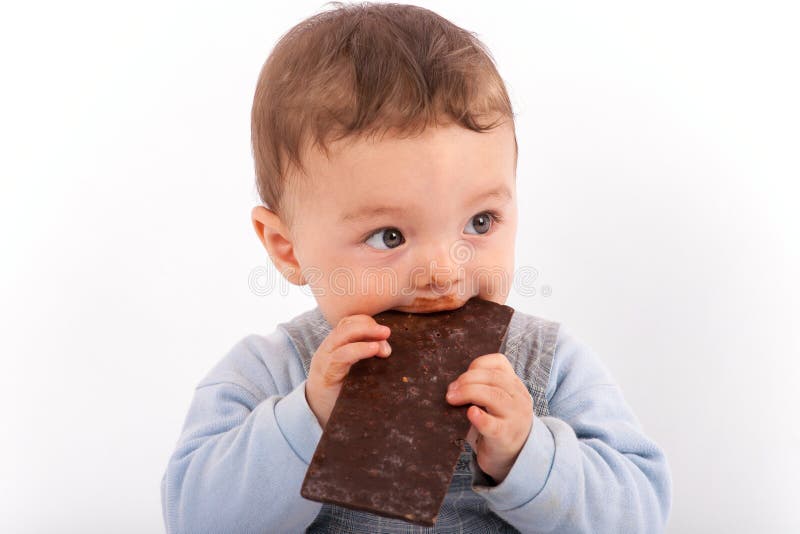 Baby with Chocolate on Face Stock Image - Image of messy, baby: 58025321