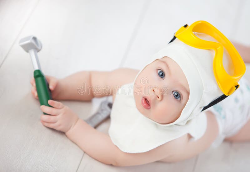Baby mechanic stock image. Image of child, hand, cute - 33660719