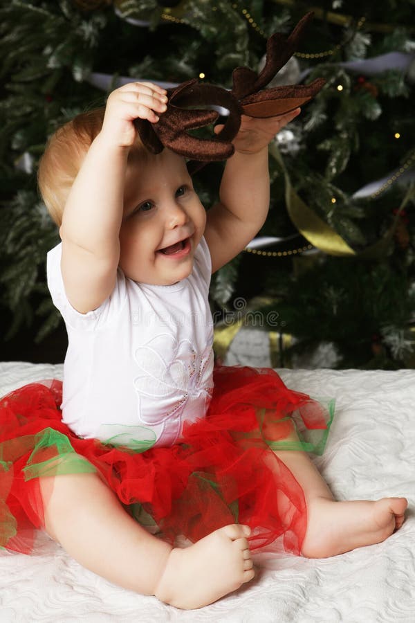 Baby with Christmas Background. Stock Image - Image of child, japan ...