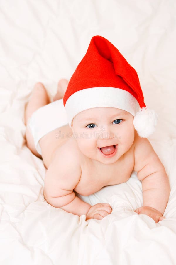 Baby in christmas hat stock image. Image of christmas - 11852771