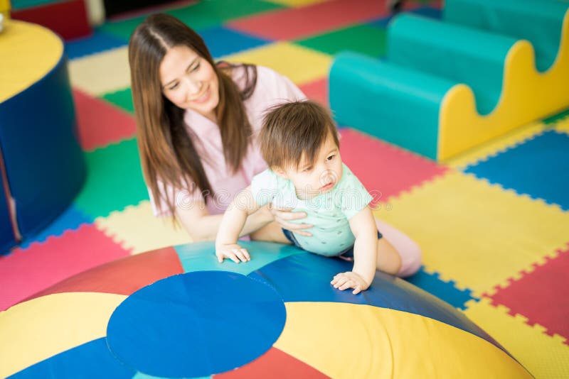 Baby Climbing Stairs with Some Help Stock Photo - Image of infant, girl ...