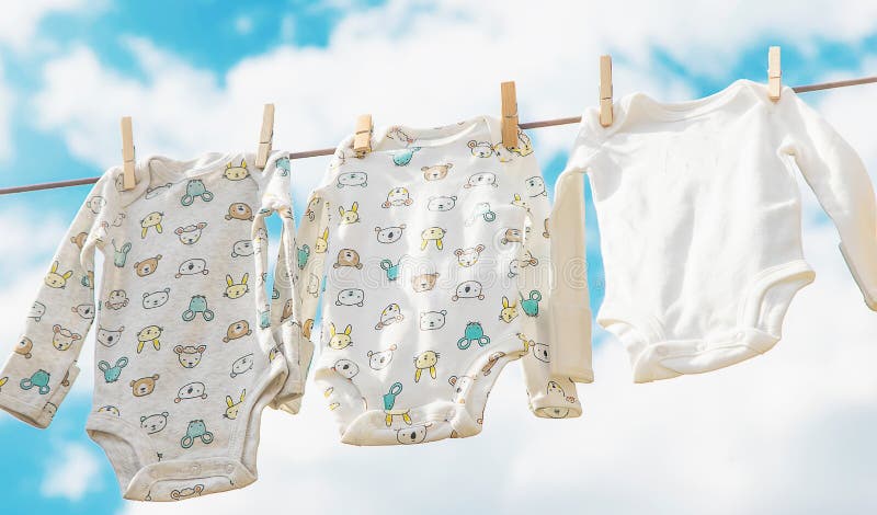 Baby Clothes are Drying on the Street. Selective Focus Stock Photo ...