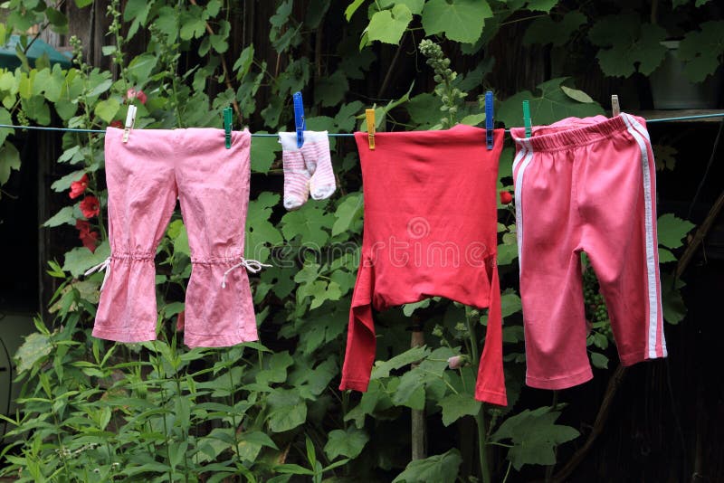 Baby Clothes Hanging Clothes Line Stock Image - Image of front, hang ...