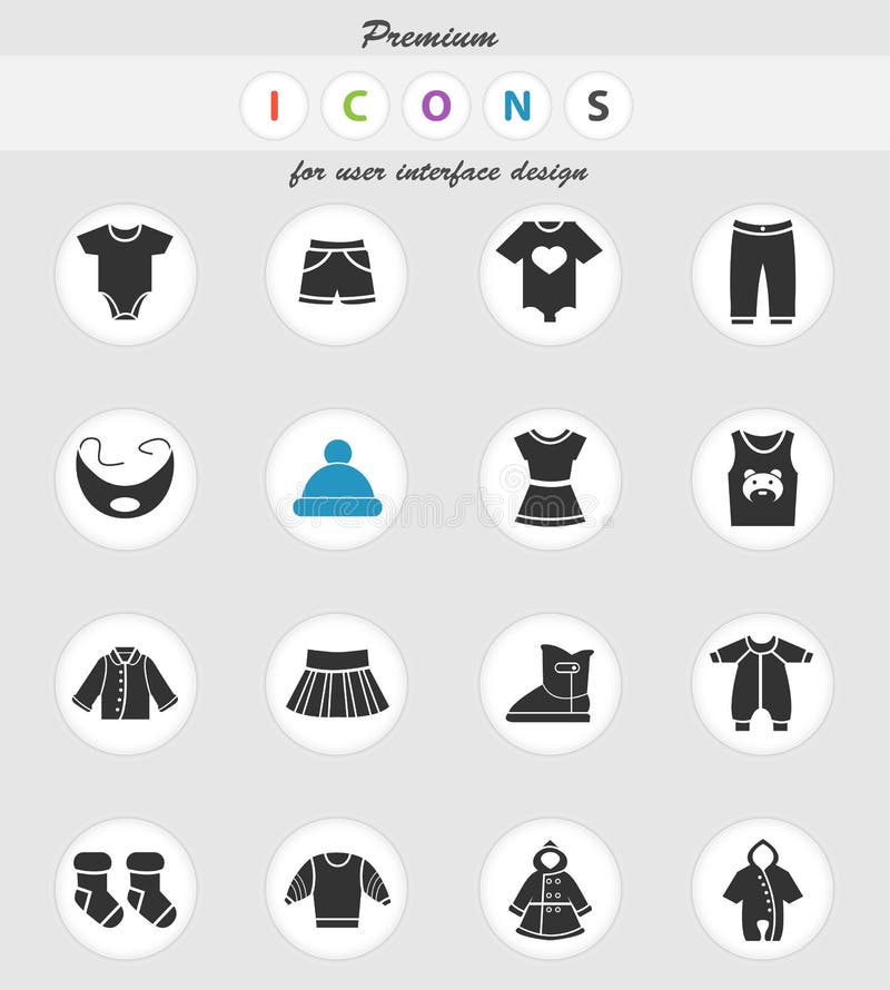 Baby clothes icon set stock vector. Illustration of coat - 122972338