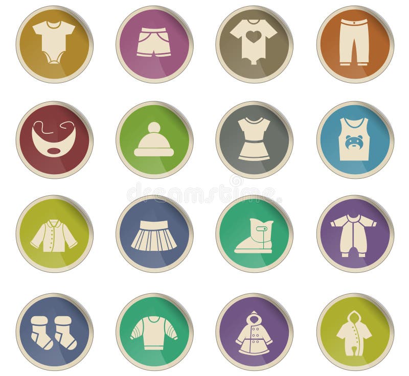 Baby clothes icon set stock vector. Illustration of baby - 123625567