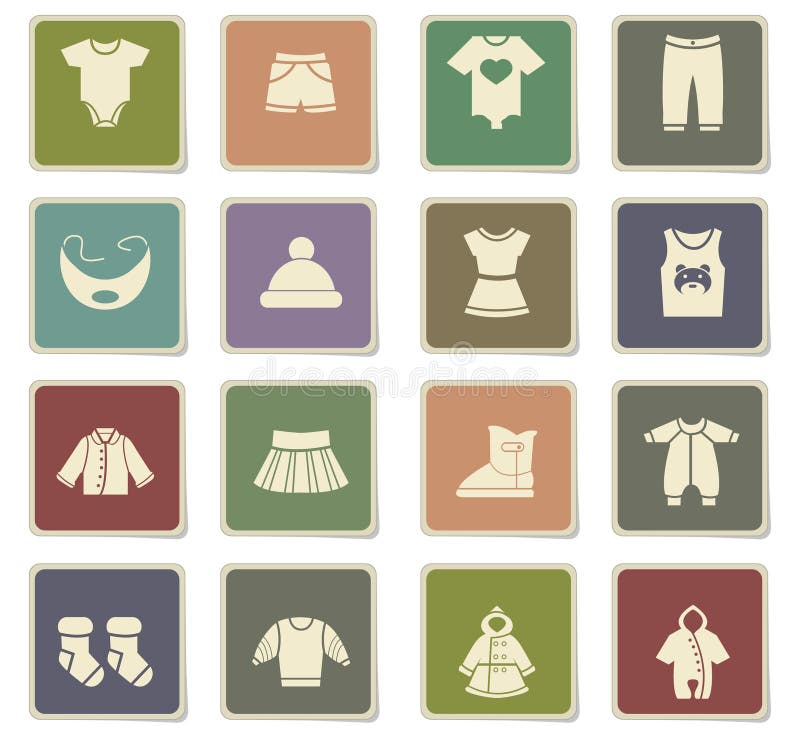 Baby clothes icon set stock illustration. Illustration of undershirt ...