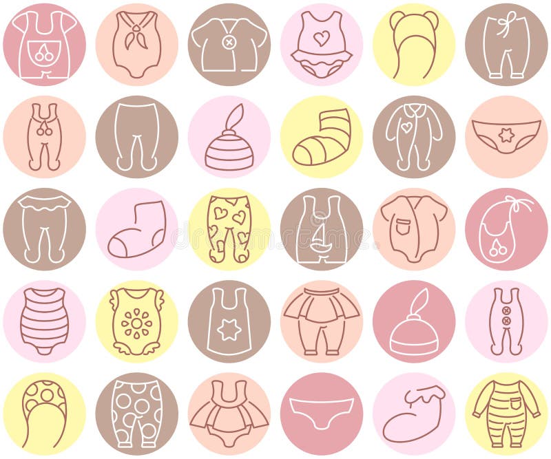 Baby clothes icons set stock vector. Illustration of little - 124600192