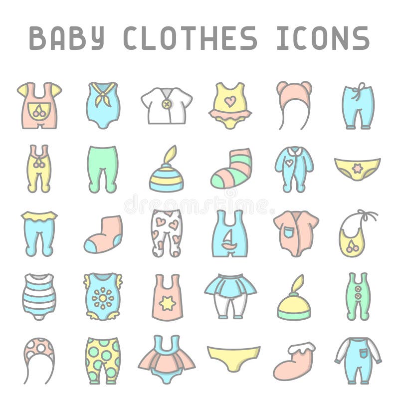 Baby clothes icons set stock vector. Illustration of card - 126299768