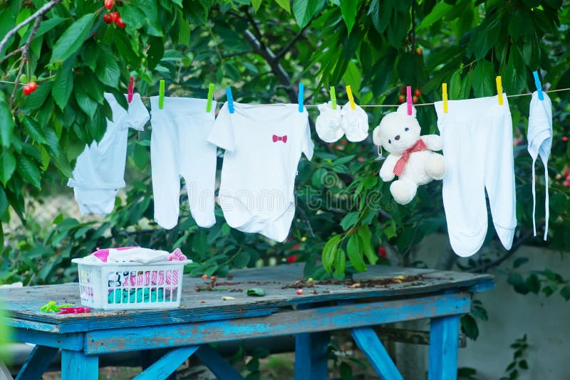 Baby clothes stock photo. Image of care, cute, clothesline - 55504664