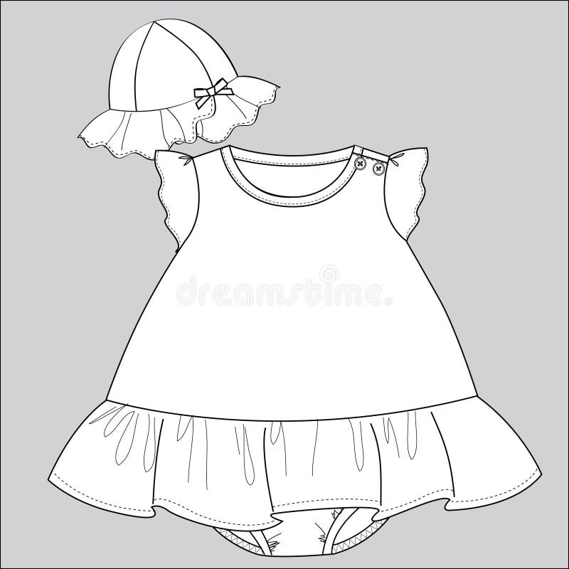 Baby Clothing Design Template. Flat Sketches Technical Drawings Stock ...