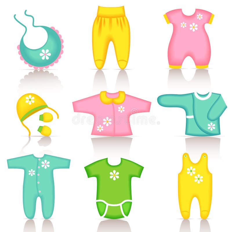 Baby clothing icons stock vector. Illustration of objects - 21125884