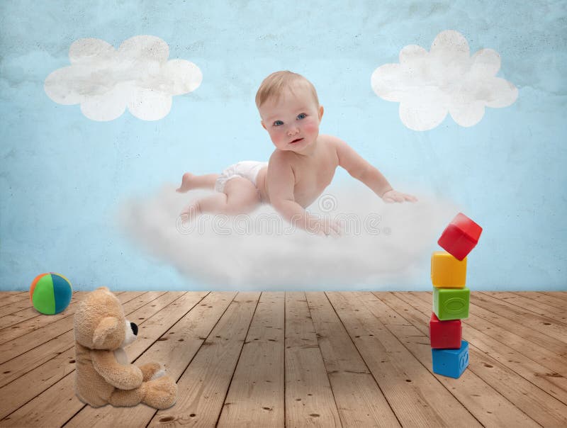 Baby on a cloud stock image. Image of baby, beautiful - 89892147