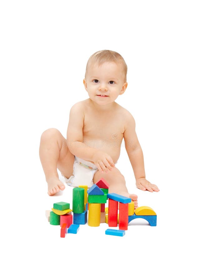 Baby with color blocks stock image. Image of isolated - 6991687