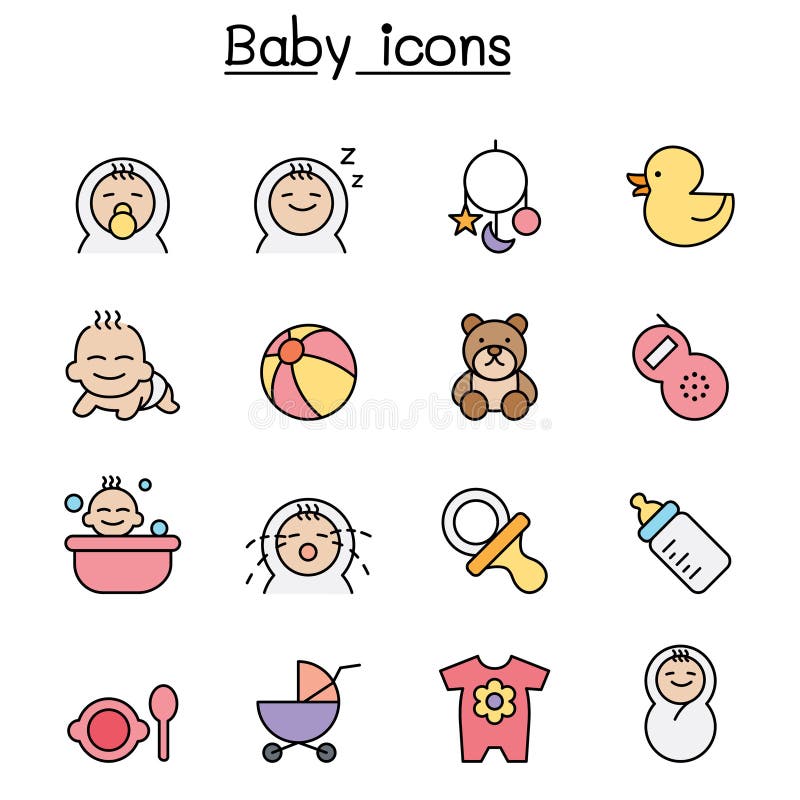 Baby Color Line Icon Set Vector Illustration Graphic Design Stock ...