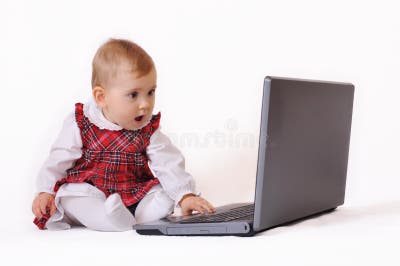 Baby and computer stock image. Image of baby, enjoy, adorable - 12063145