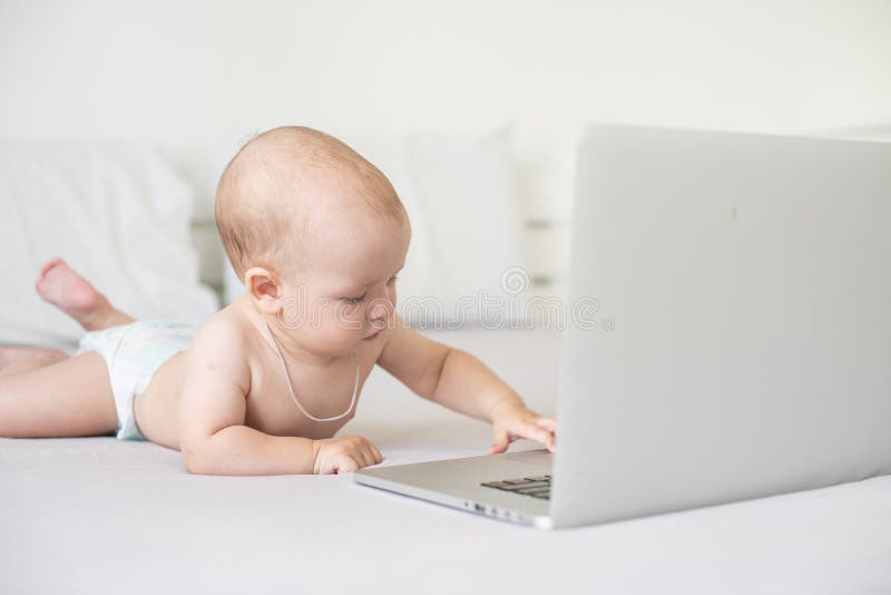 Baby computer genious stock image. Image of learn, toddler - 3607563