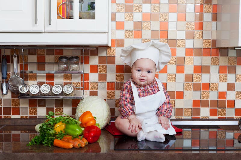 Baby cook with vegetables stock photo. Image of people - 29011862