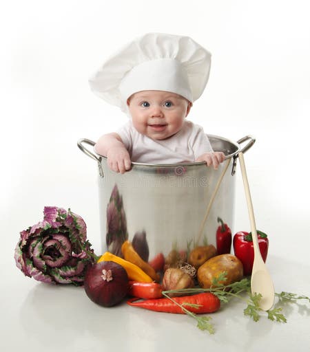Baby in a cooking pot stock image. Image of growing, innocent - 17727343