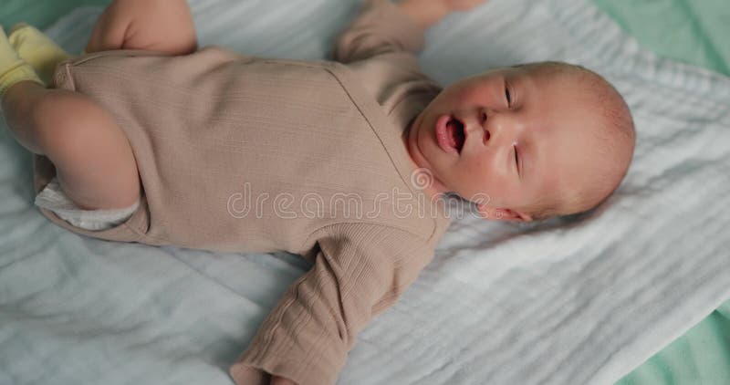 Baby Coughing in a Bed, Original Audio Included Stock Video - Video of ...