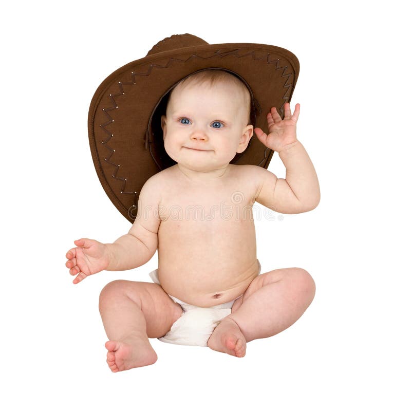 Happy baby cowboy stock image. Image of baby, funny, portrait - 26504049