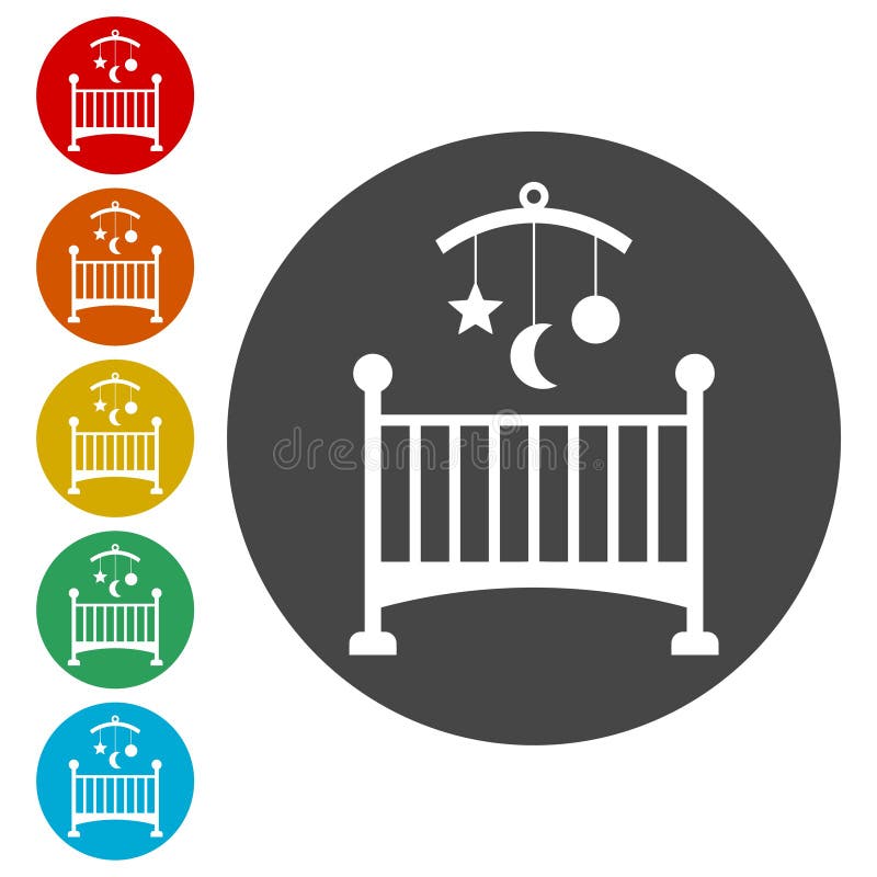 Baby Cradle Flat Icon - Vector Illustration Stock Vector - Illustration ...