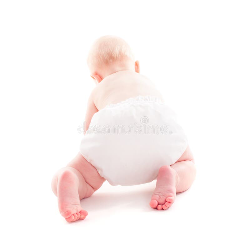 Baby crawling stock image. Image of diapers, isolated - 34812505