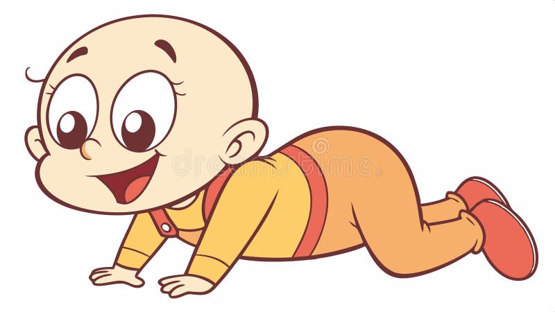 Baby Crawling Illustration, Childhood Development Vector Design ...