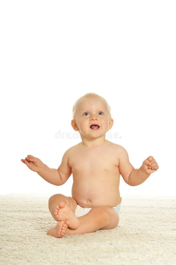Baby crawling in nappy stock photo. Image of isolated - 44587628