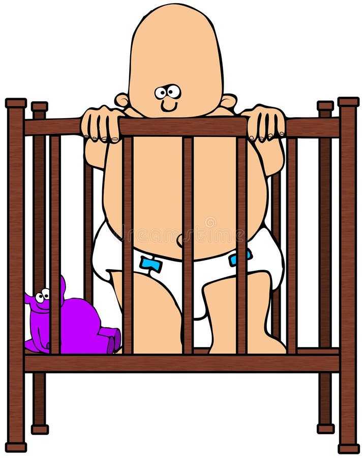 Baby in a Crib stock illustration. Illustration of diaper - 10776030