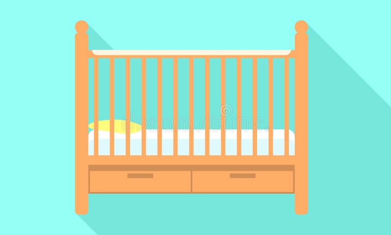 Baby crib icon, flat style stock vector. Illustration of interior ...