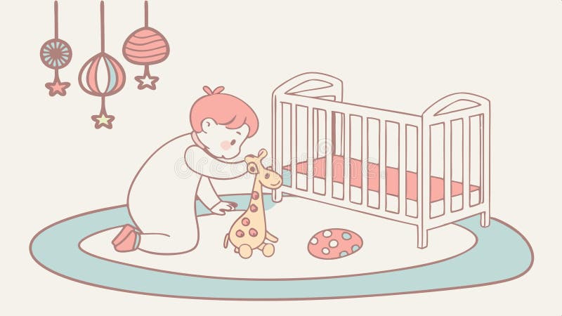 Baby in Crib with Mobile, Crib Mobile Toy, Visual Tracking Vector ...