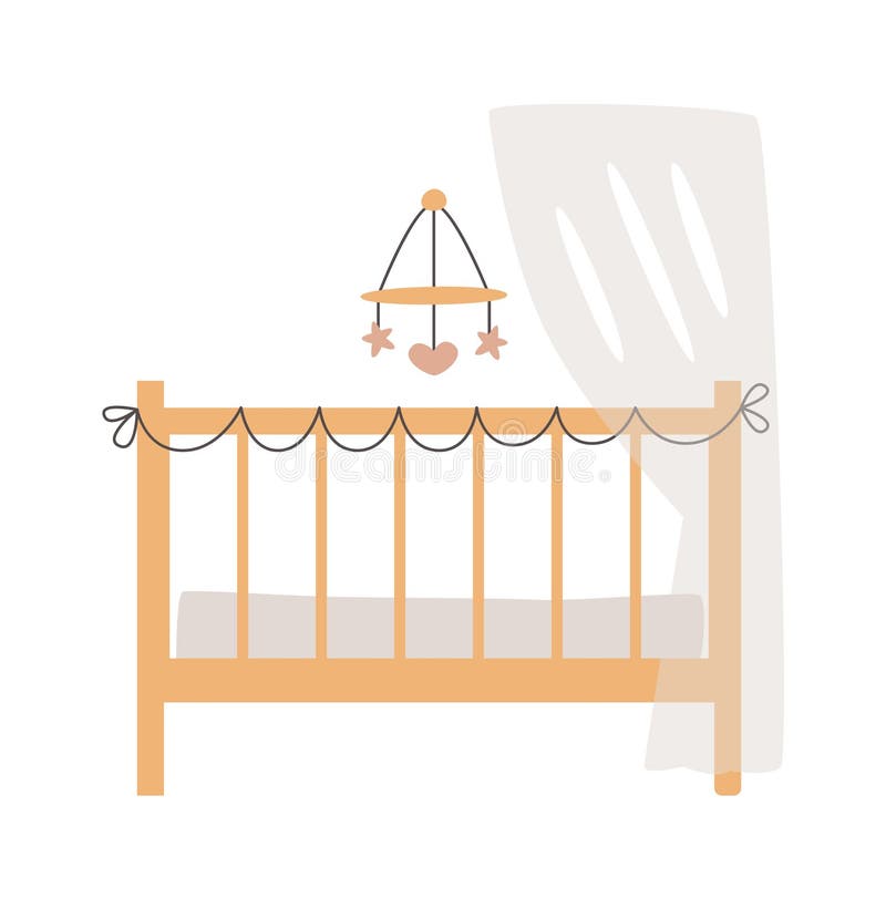 Baby Crib with Mobile stock vector. Illustration of handmade - 278746538