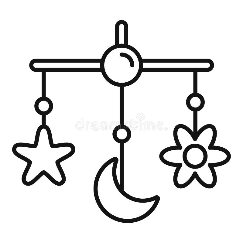 Baby Crib Toy Icon, Outline Style Stock Vector - Illustration of line ...